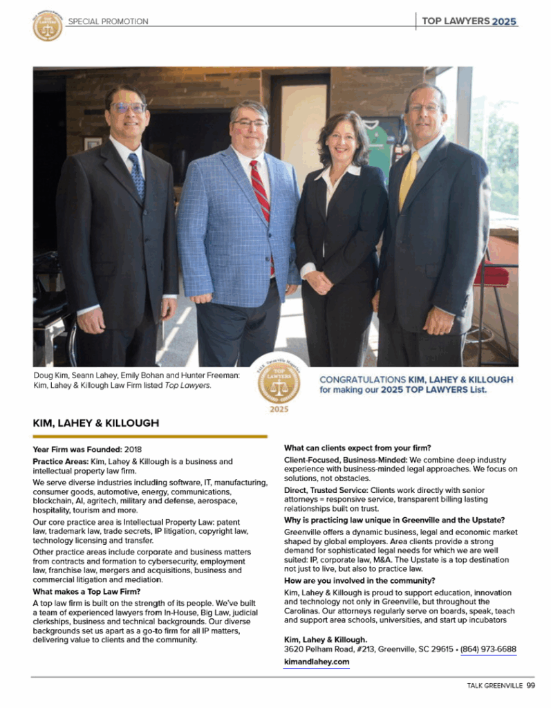 Four attorneys named to Greenville 2025 Top Lawyers list | Kim, Lahey ...
